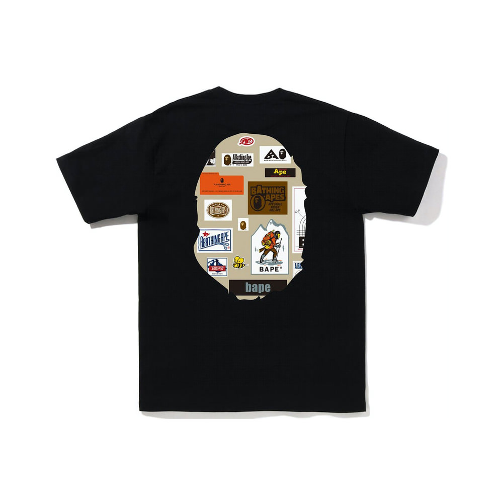 BAPE Multi Label Big Ape Head Tee BlackBAPE Multi Label Big Ape Head ...
