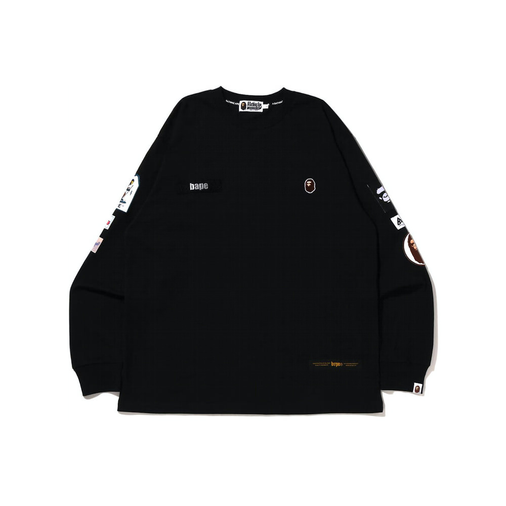 BAPE Multi Label Relaxed Fit L/S Tee NavyBAPE Multi Label Relaxed Fit L ...