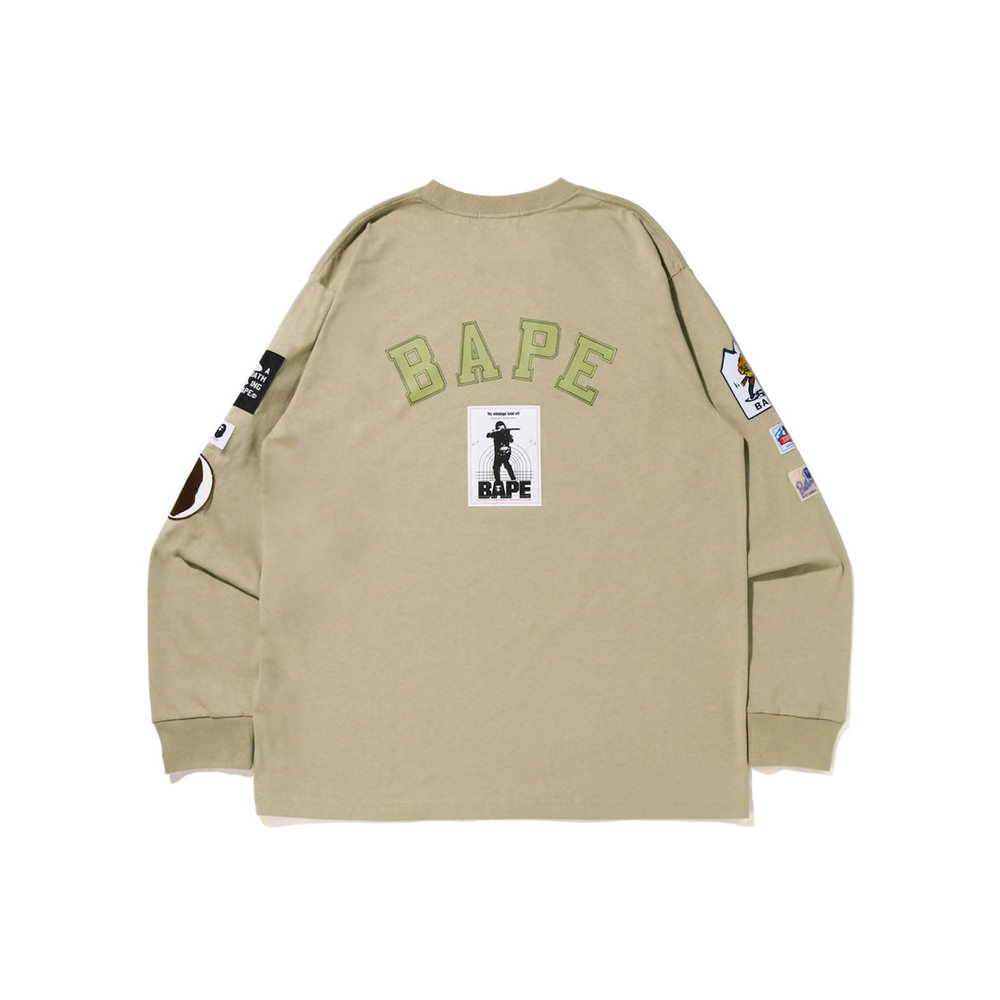 BAPE Multi Label Relaxed Fit L/S Tee BeigeBAPE Multi Label Relaxed Fit ...