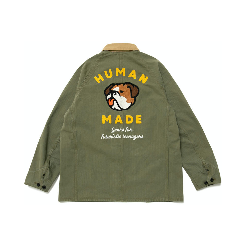 Human Made Herringbone Coverall Jacket Olive DrabHuman Made Herringbone ...