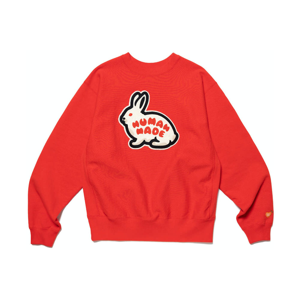 Human Made Rabbit Heavy Weight Crewneck Sweatshirt RedHuman Made Rabbit ...