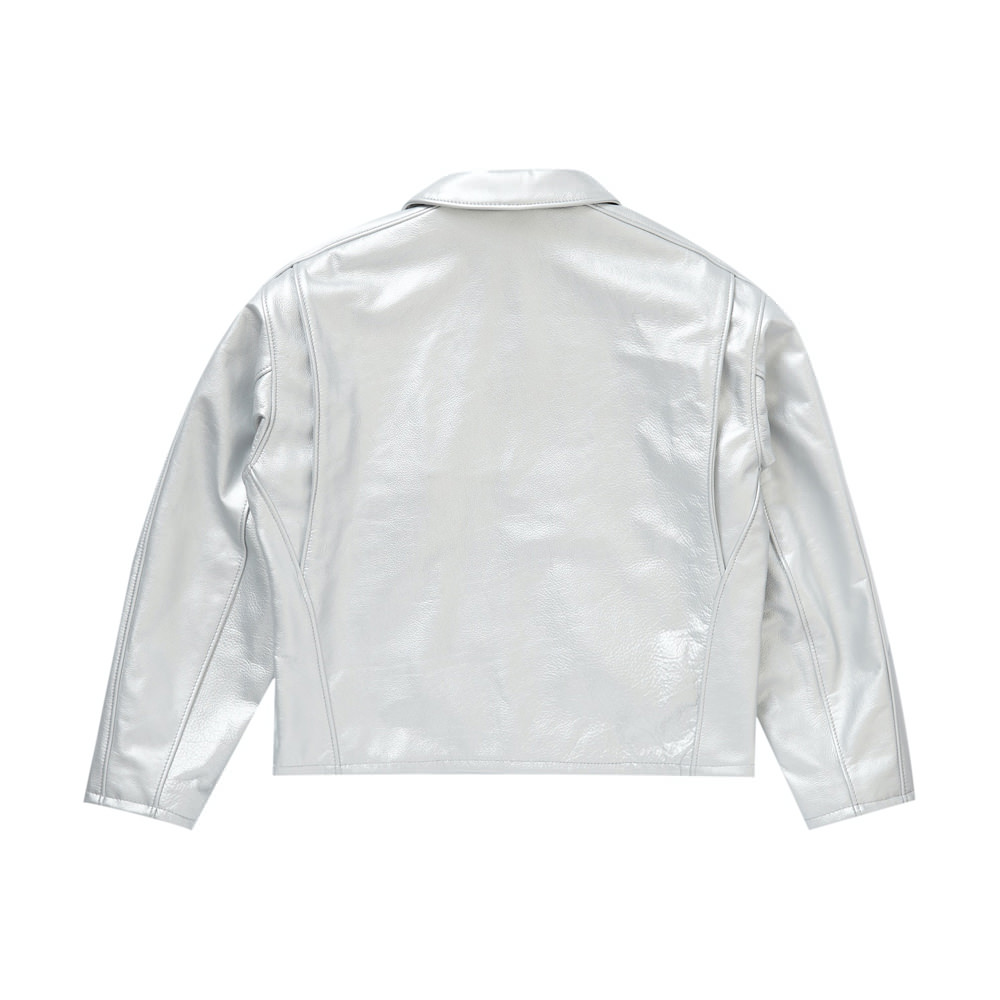 Supreme Schott Leather Racer Jacket SilverSupreme Schott Leather Racer ...