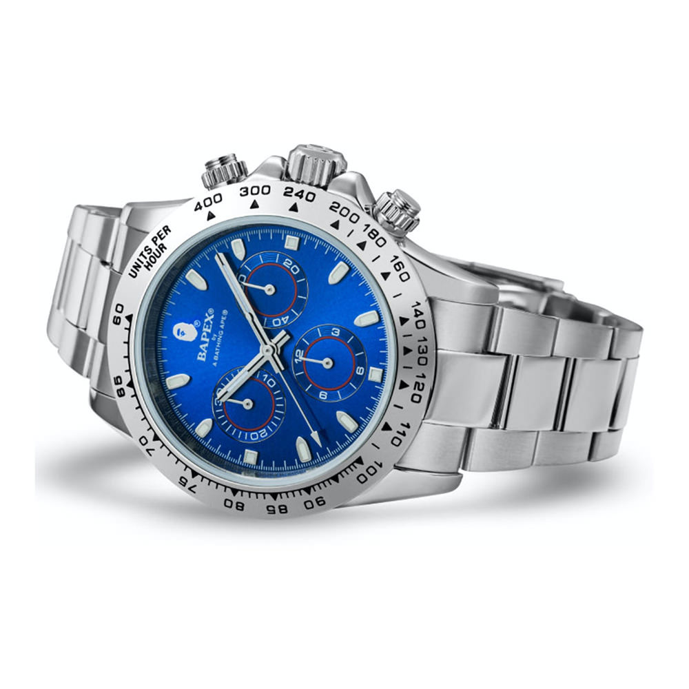 BAPE Type 4 Bapex #2 Watch Silver/BlueBAPE Type 4 Bapex #2 Watch Silver ...