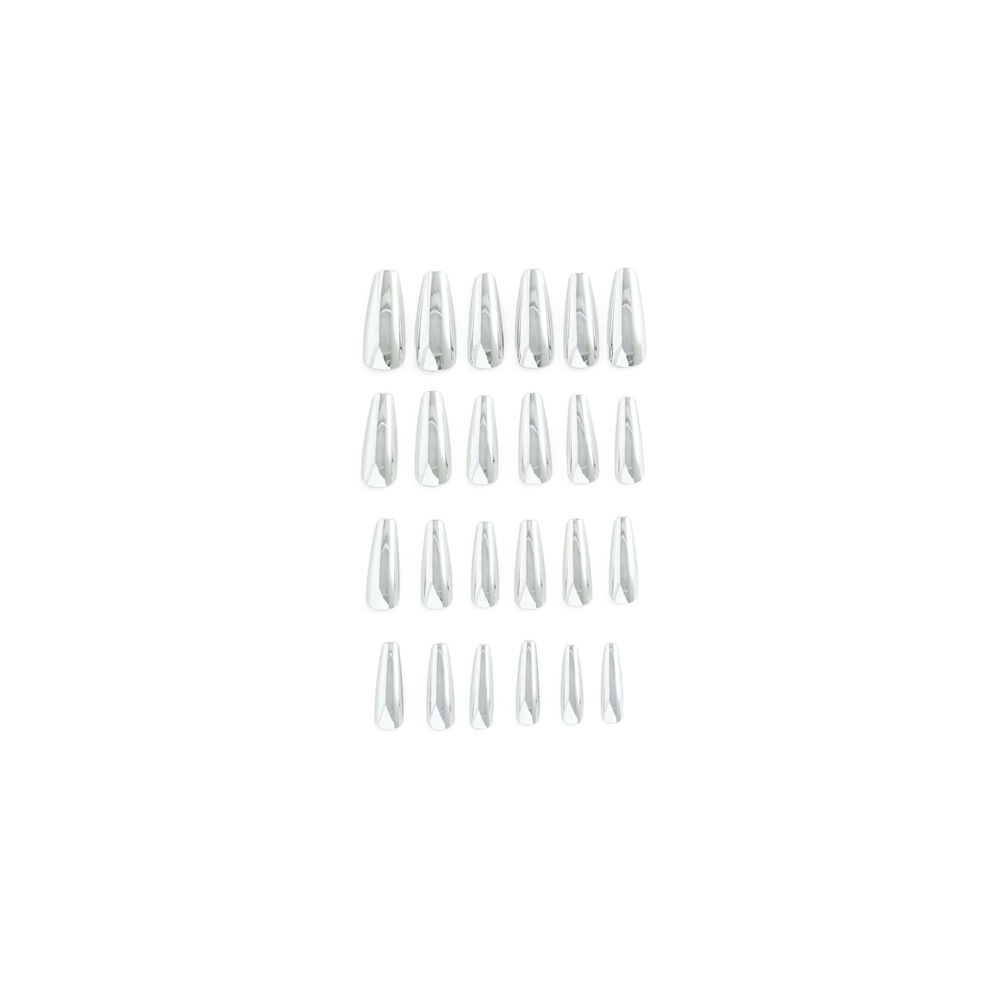 Mugler H&M Coffin-Shaped Press-on Nails Silver-coloredMugler H&M Coffin ...