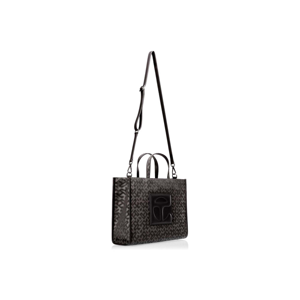 Telfar Medium Jacquard Shopper Black MonogramTelfar Medium Jacquard ...