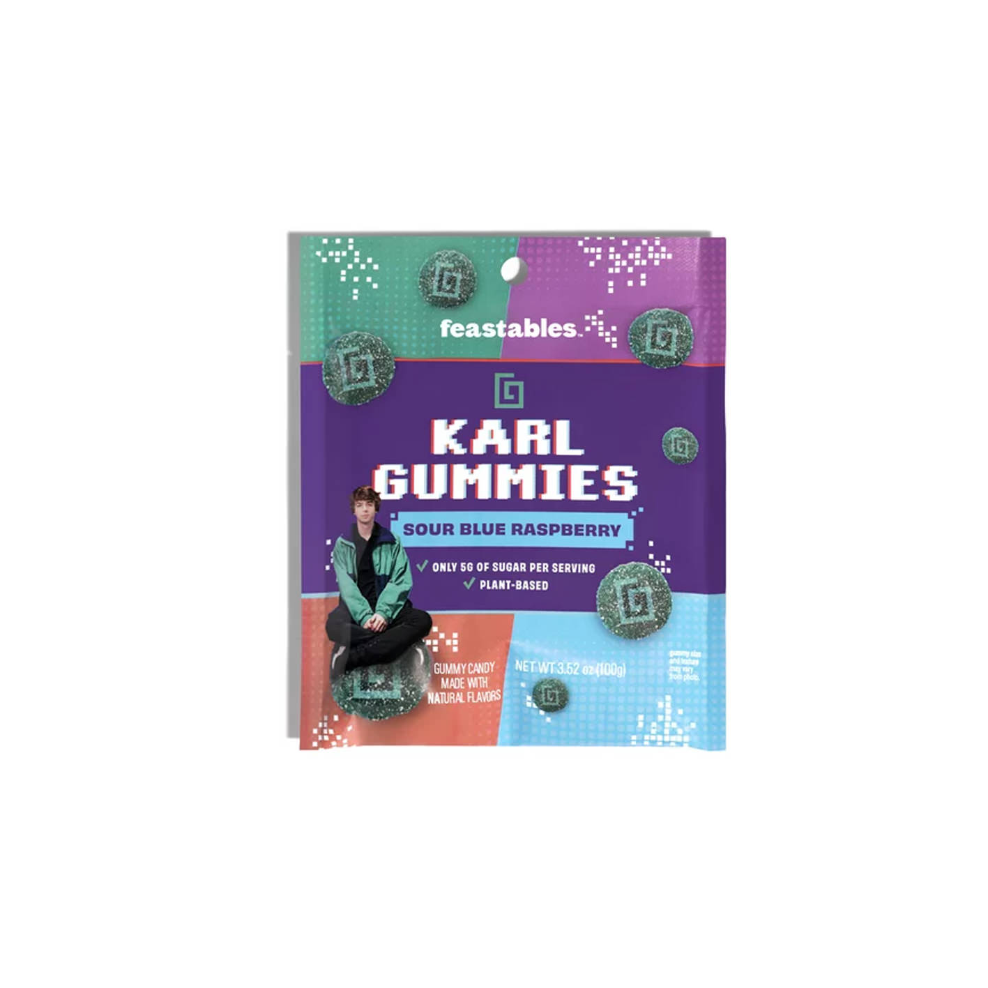 Feastables Karl Gummy Candy Sour Blue Raspberry, 3.5 oz (100 g), 1 ...