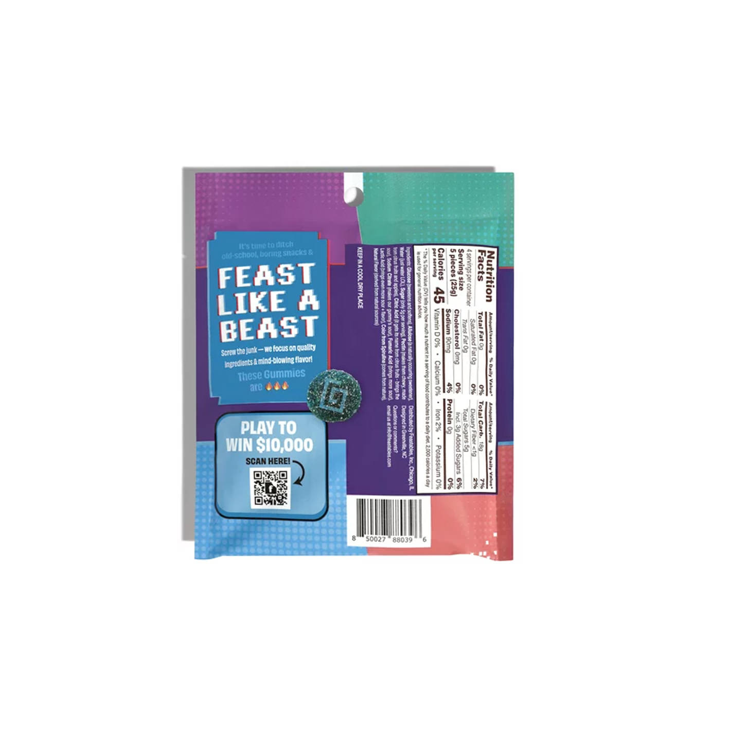 Feastables Karl Gummy Candy Sour Blue Raspberry, 3.5 oz (100 g), 1 ...
