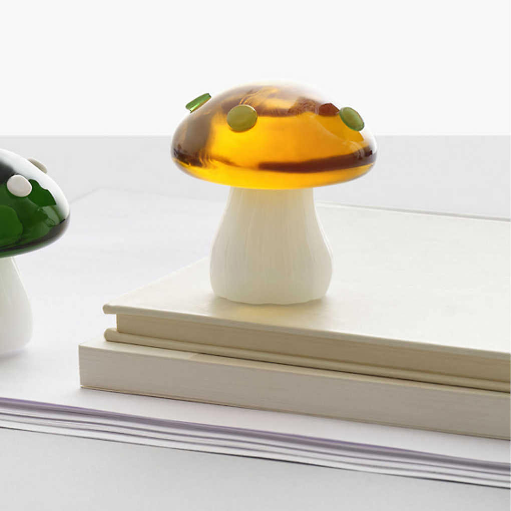 The Alice Collection marble-effect mushroom-shaped borosilicate glass ...