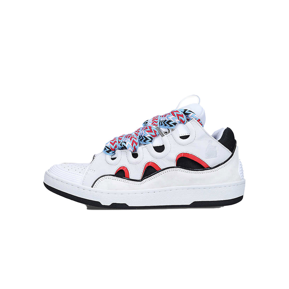 Curb contrast-trimmed leather and mesh low-top trainersCurb contrast ...