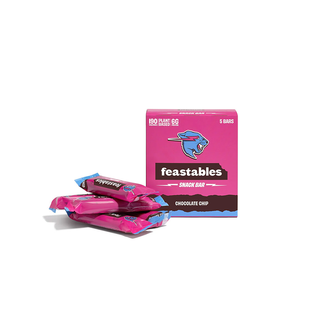 Feastables MrBeast Chocolate Chip Snack Bars, 40g Each, 5 ...
