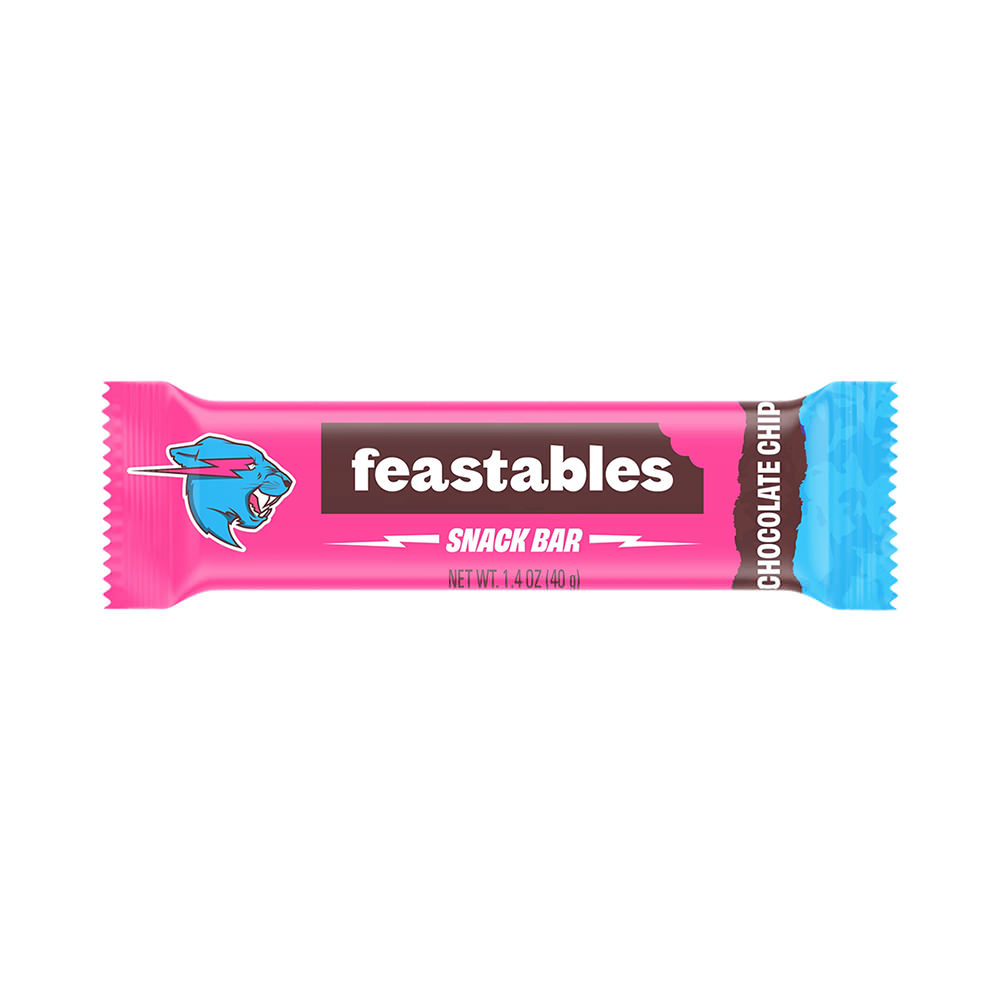 Feastables MrBeast Chocolate Chip Snack Bars, 40g Each, 5 ...